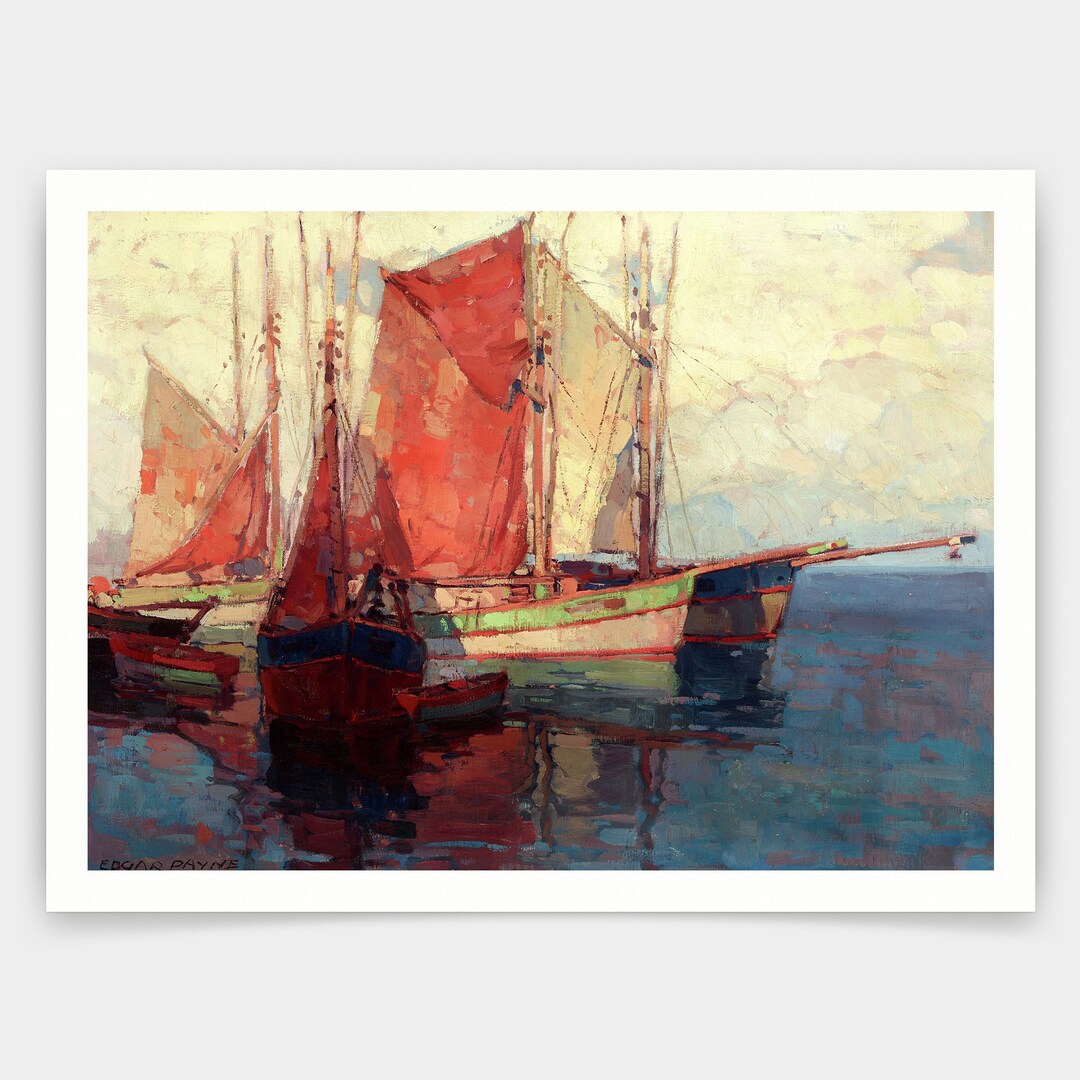Edgar Payne,fishing Boats,art Prints,vintage Art,canvas Wall Art,famous ...