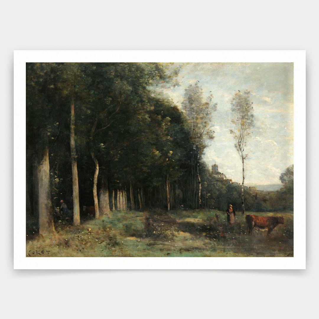 Jean-baptiste Camille Corot,forest Landscape Seen From a Village,art ...