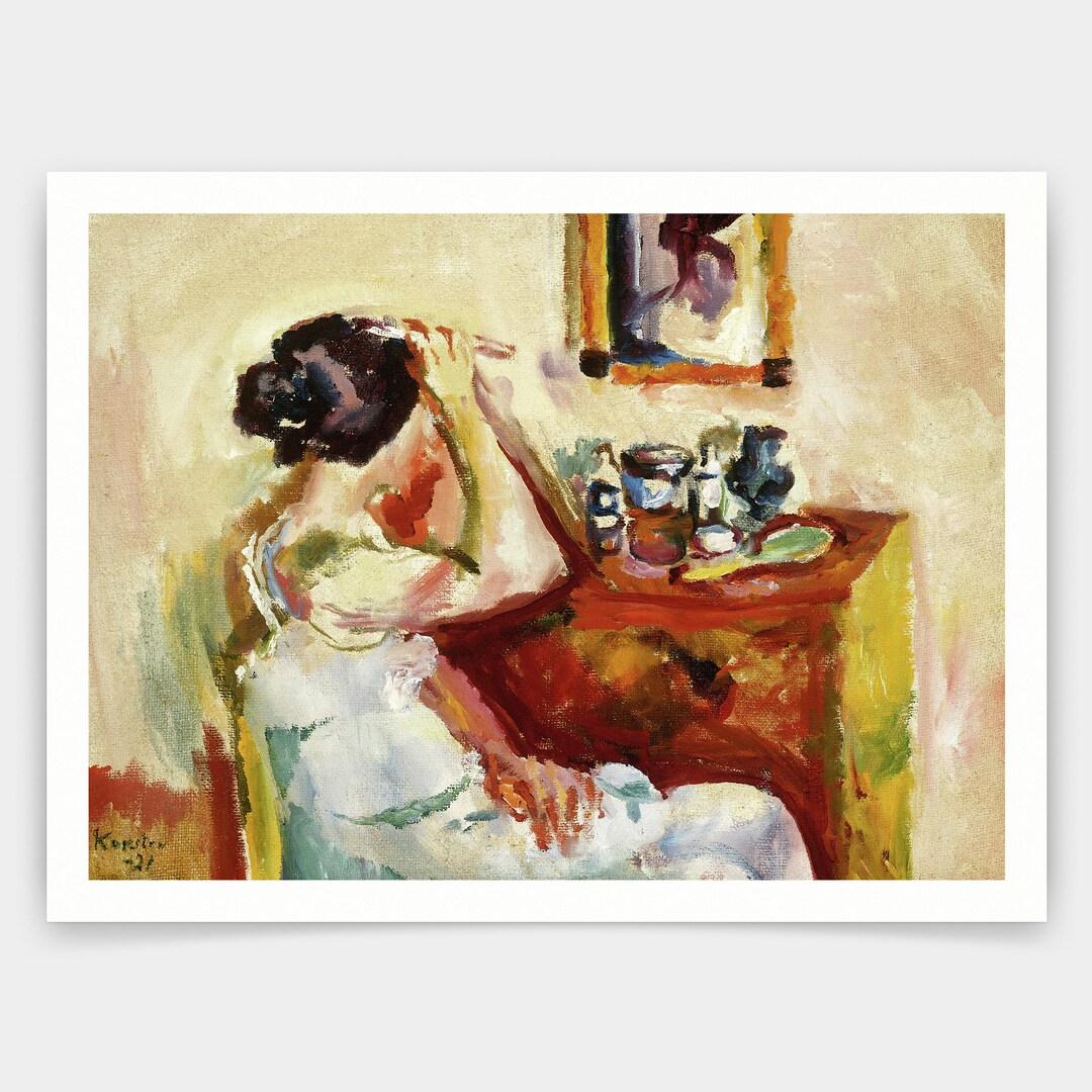 Ludwig Karsten,morning Wash,a Woman With Makeup in Front of the Mirror ...