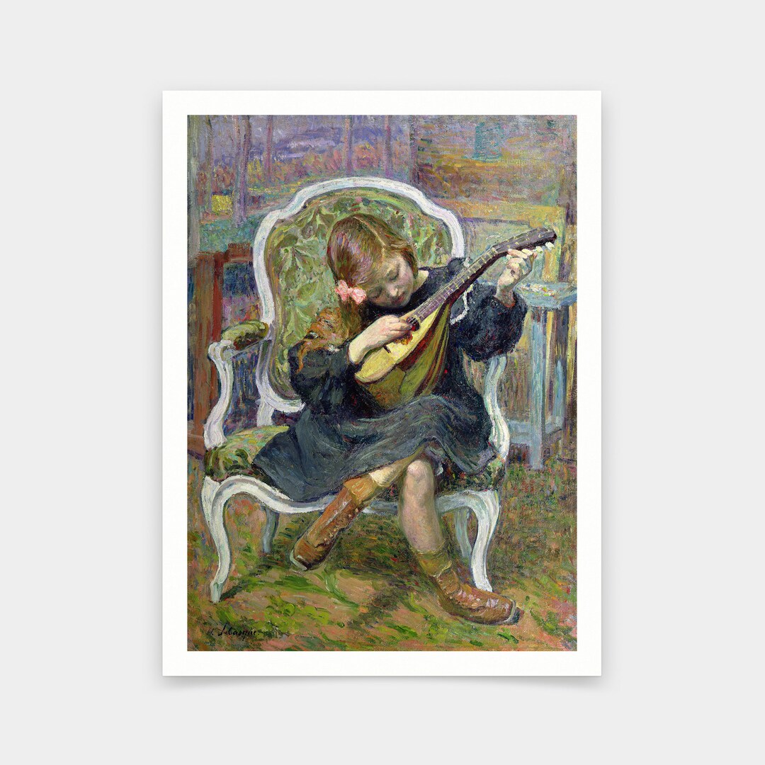 Henri Lebasque,girl Playing A Mandolin,art Prints,vintage Art,canvas ...