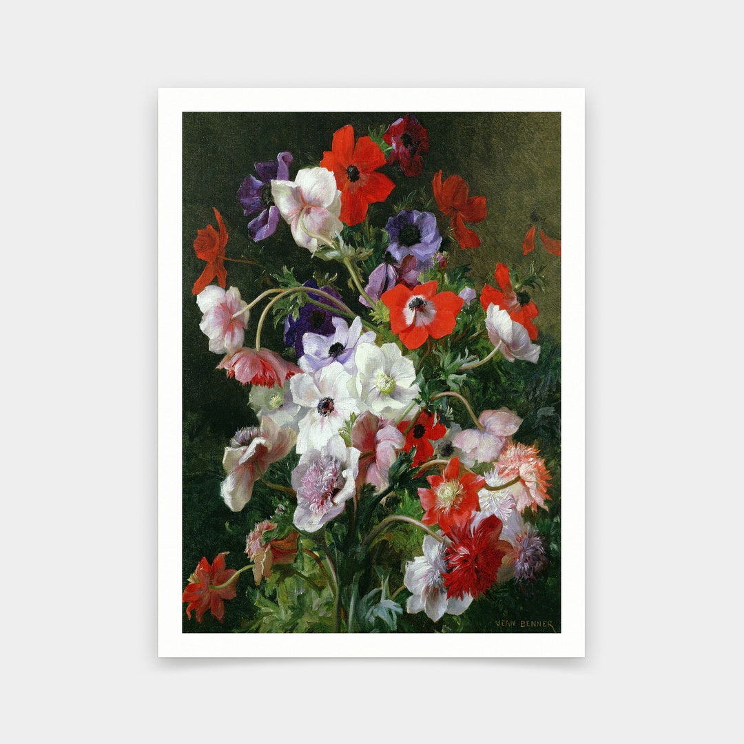 Jean Benner,still Life of Flowers,art Prints,vintage Art,canvas Wall ...