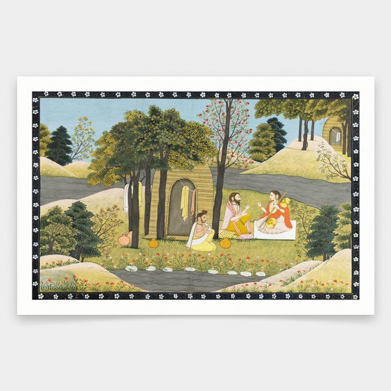 Indian Paintingssage Narada at the Hermitage of Sage Valmiki | Etsy