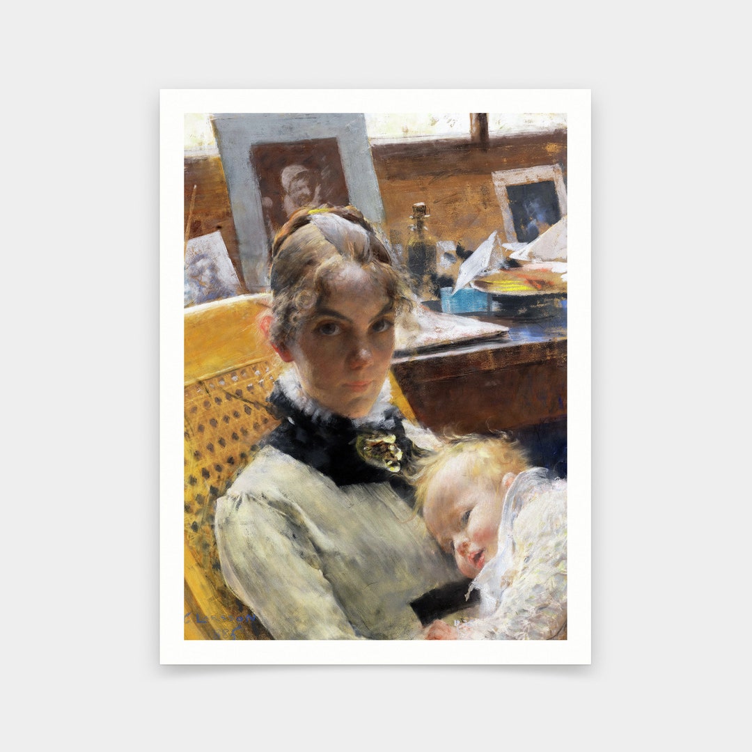 Carl Larsson,the Artist's Wife and Their Daughter,art Prints,vintage ...
