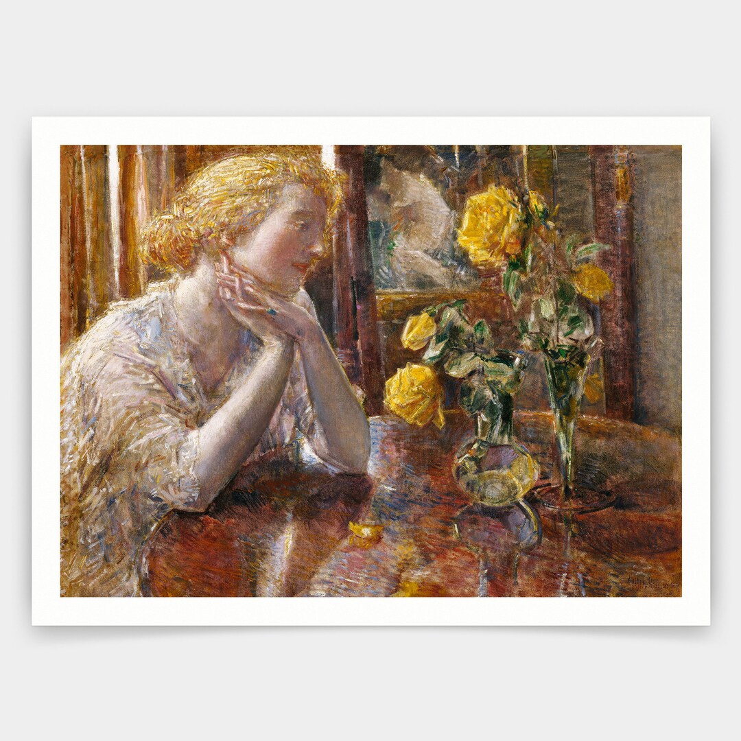 Childe Hassam,marechal Niel Roses,art Prints,vintage Art,canvas Wall ...