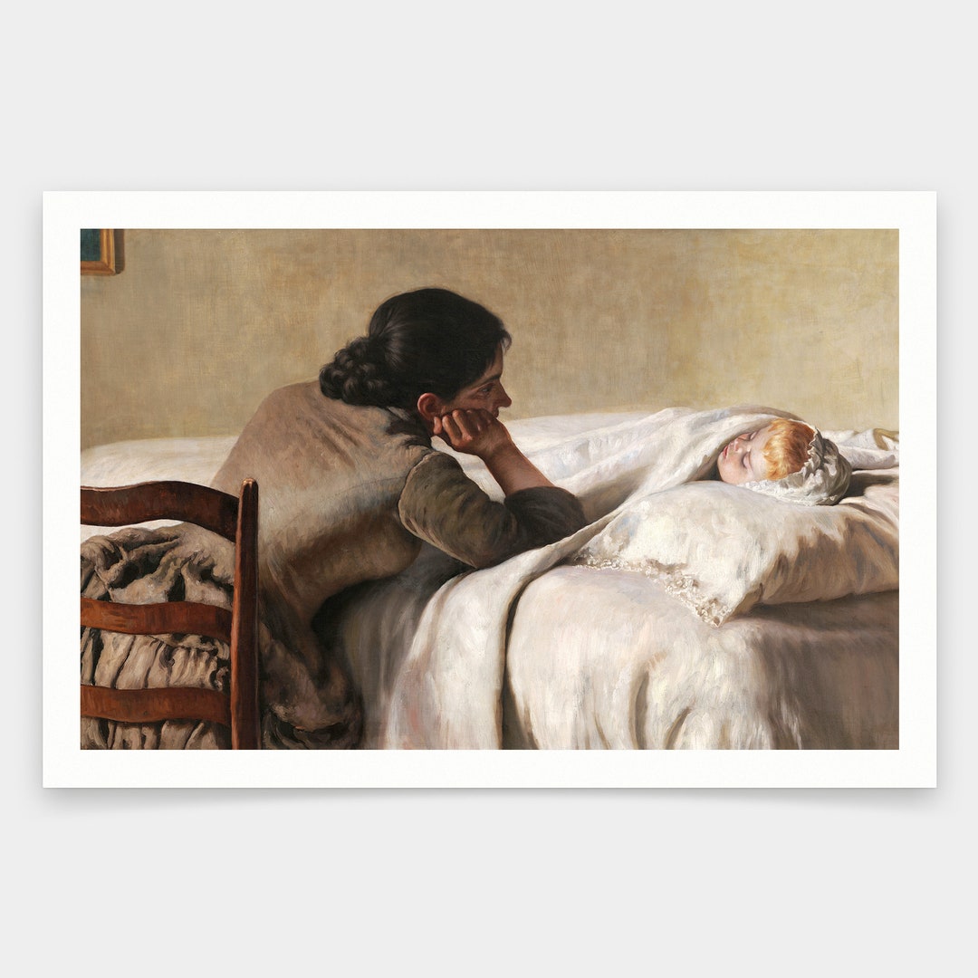 Luigi Di Giovanni,a Mother Watching Over Her Child,art Prints,vintage ...