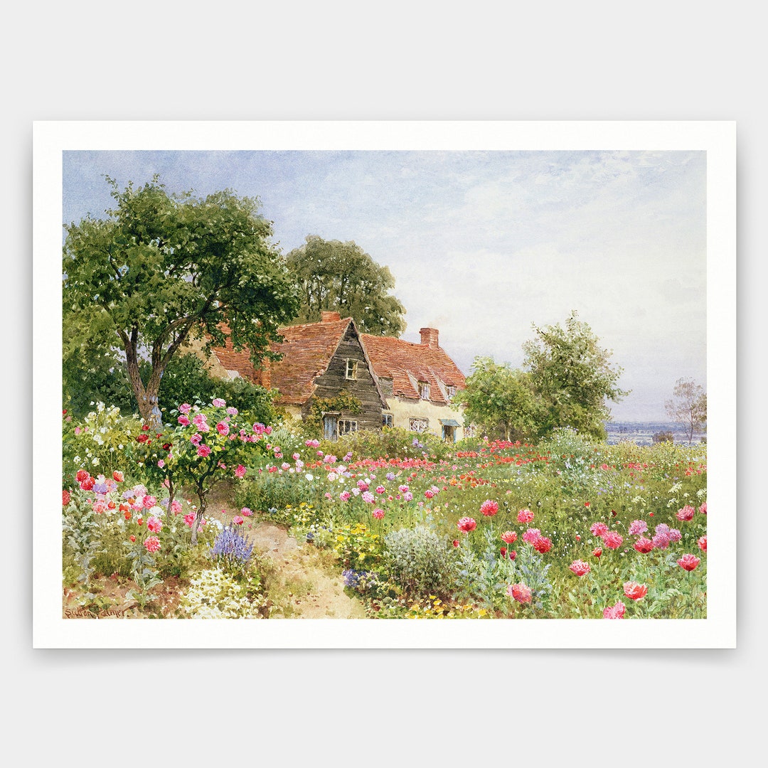 Henry Sutton Palmer,a Cottage Garden,art Prints,vintage Art,canvas Wall ...