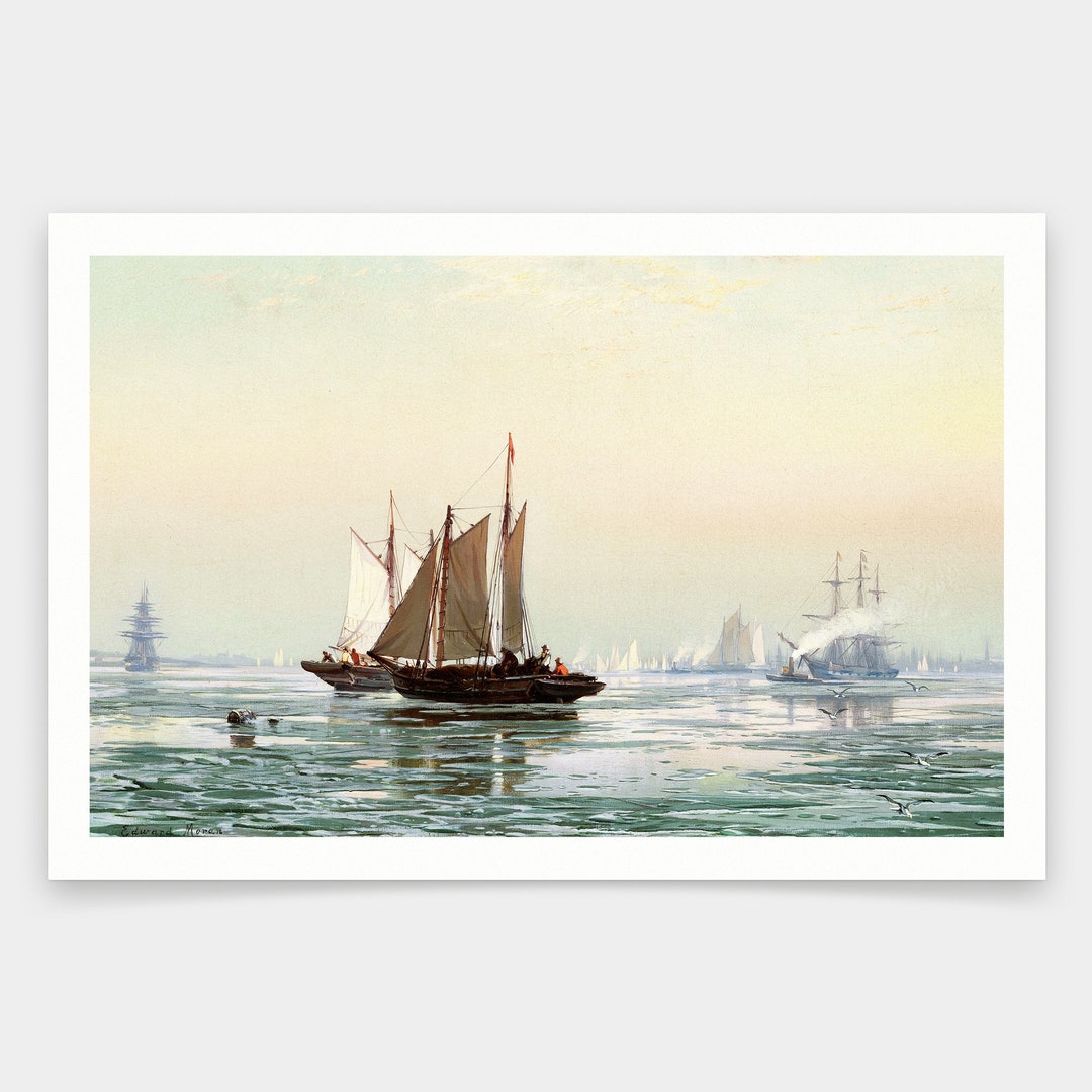 Edward Moran,winter Morning on New York Bay,art Prints,vintage Art ...