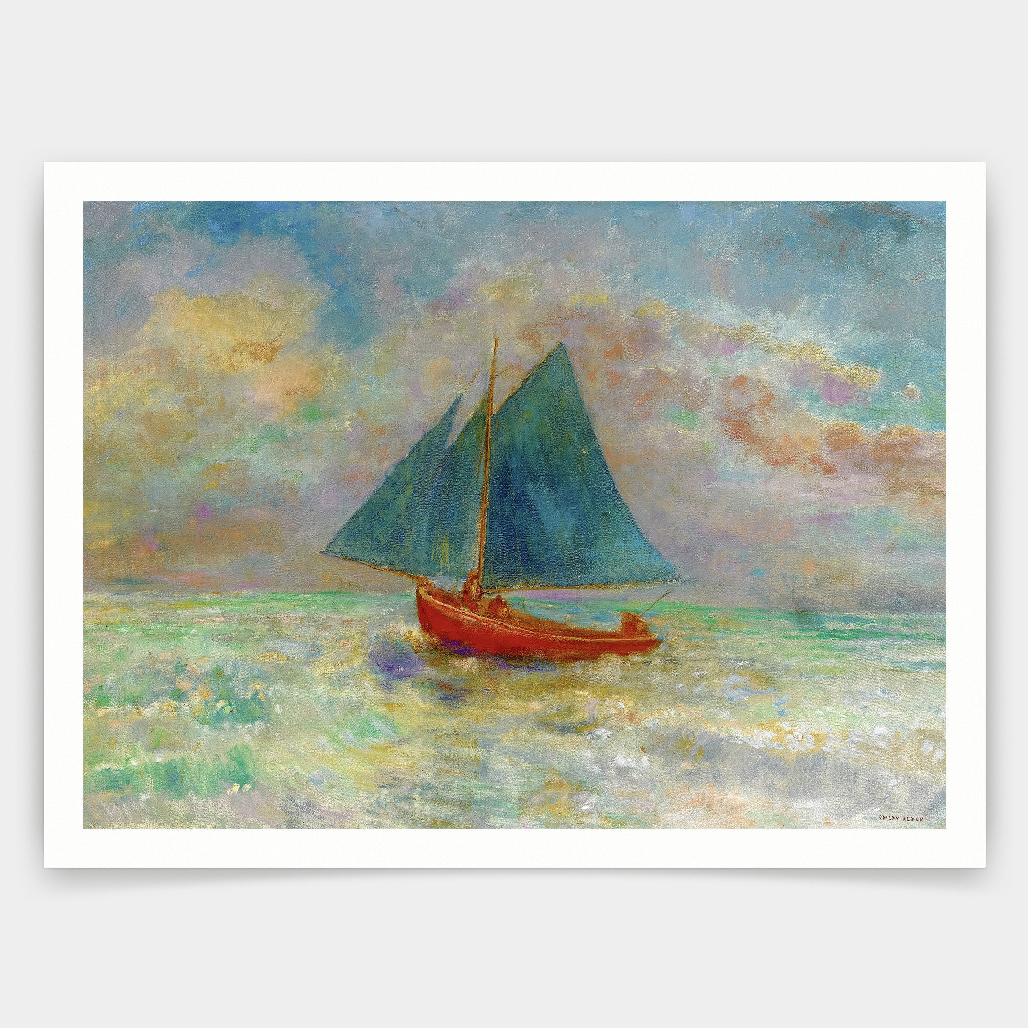 Odilon Redon,red Boat With Blue Sail, 1907,art Prints,vintage Art ...
