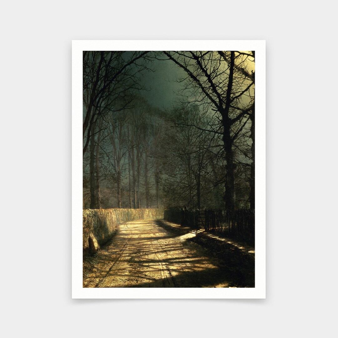 John Atkinson Grimshaw,a Moonlit Lane,art Prints,vintage Art,canvas ...
