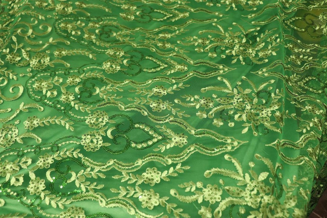 Embroidered Sequin Lace Kelly Green - Etsy