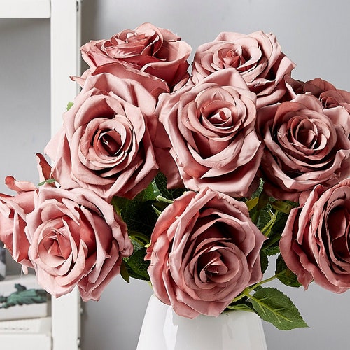 Dusty Rose Flowers With Stem Artificial Silk Flowers Dusty - Etsy