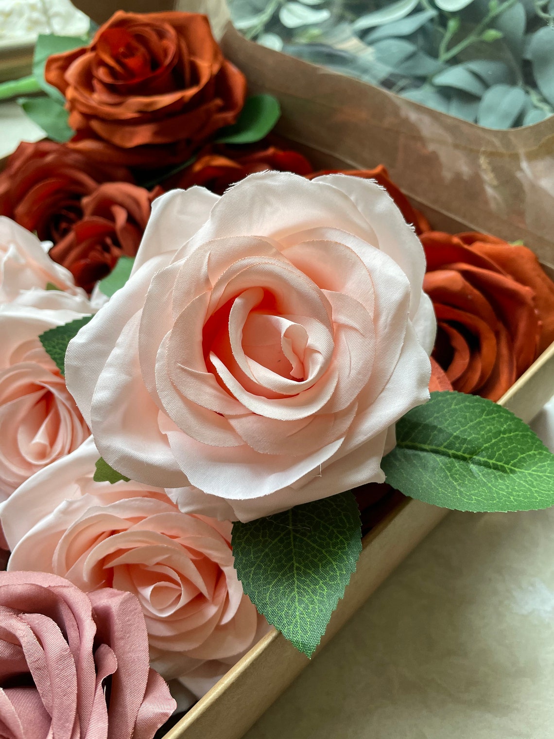 8pcs Burnt Orange Silk Rose Heads 4pcs Blush Rose 4pcs Dusty | Etsy