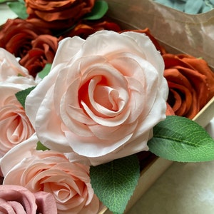 8pcs Burnt Orange Silk Rose Heads 4pcs Blush Rose 4pcs Dusty Rose , 9cm ...