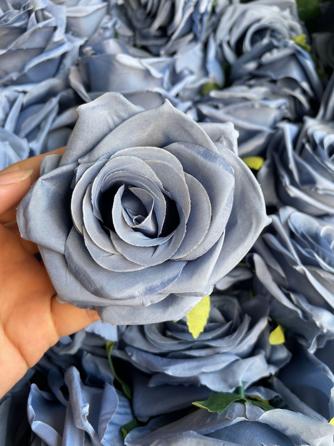 Wholesale Dusty Steel Blue Artificial Rose Heads, 9cm High Quality ...