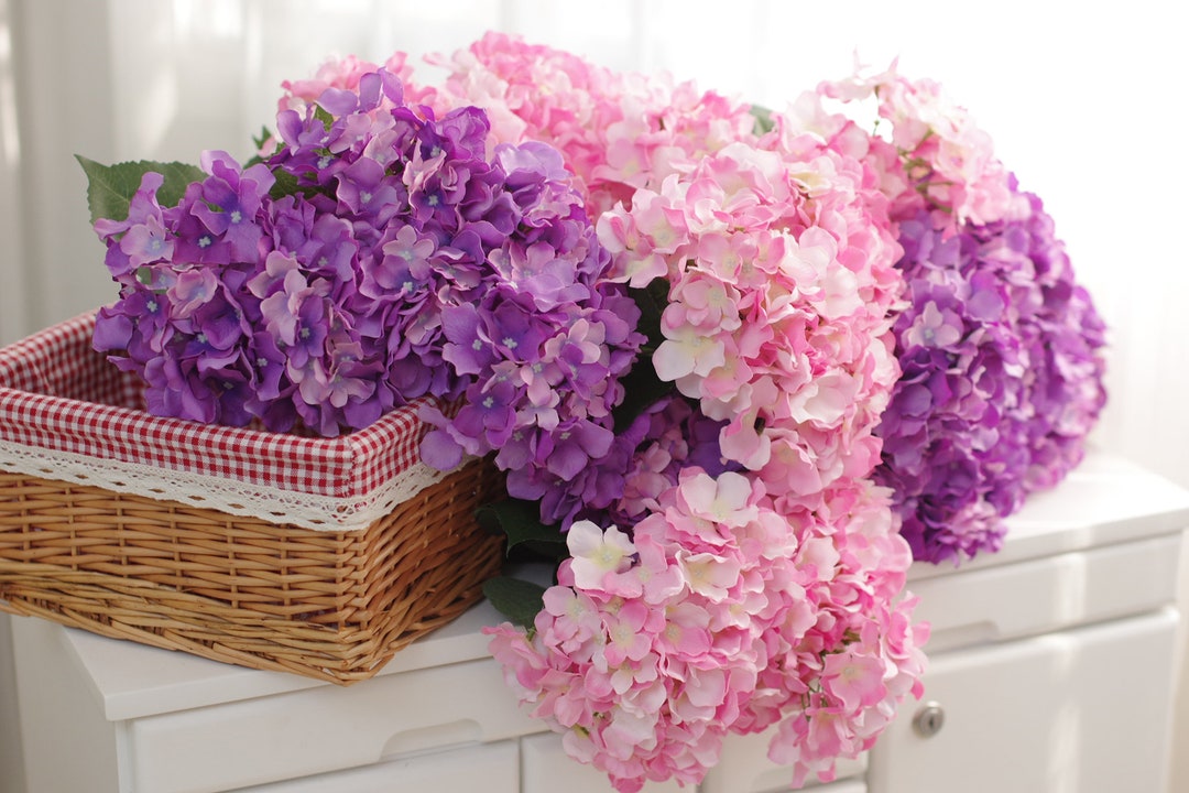 Hydrangea Rustic Floral Arrangement, Pink Hydrangea Flowers Bunch ...