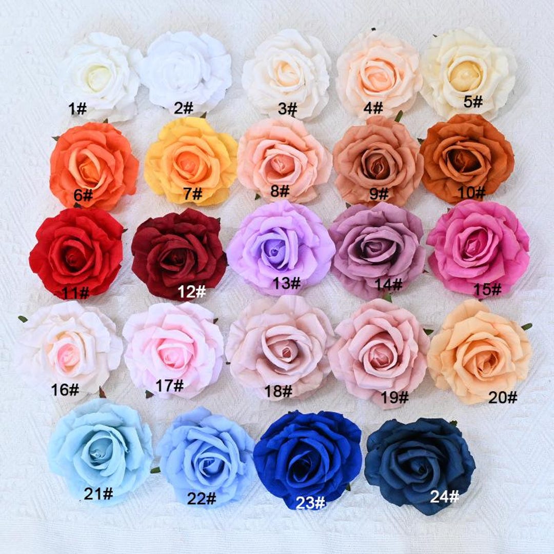 11CM Burgundy Artificial Rose Head Only Rust Orange Flowers Navy Blue ...