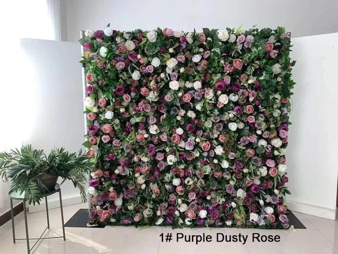 Purple Dusty Rose Silk Flowers Backdrop Purple Flower Wall Pink Rose ...