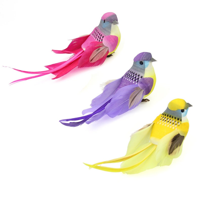 6pcs Artificial Birds, Artificial Colorful Birds With Iron Wire, Fake ...