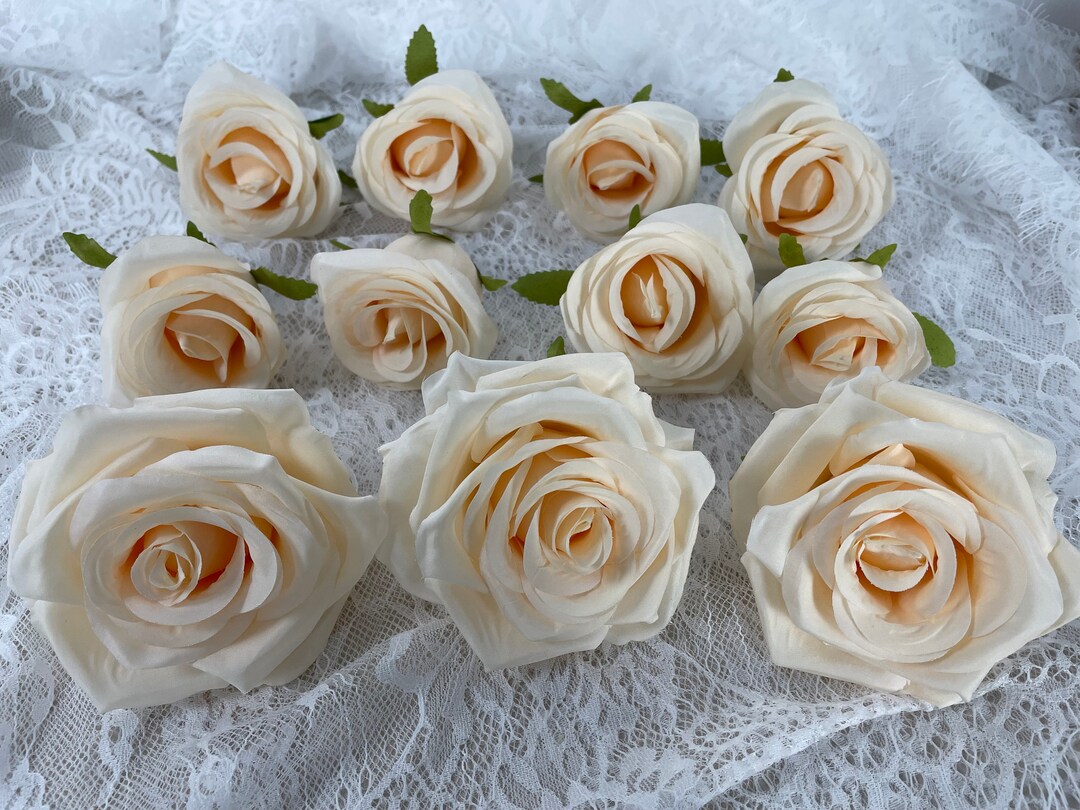 10-100pcs Champagne Rose Buds Only Artificial Roses Fake Rose Buds ...