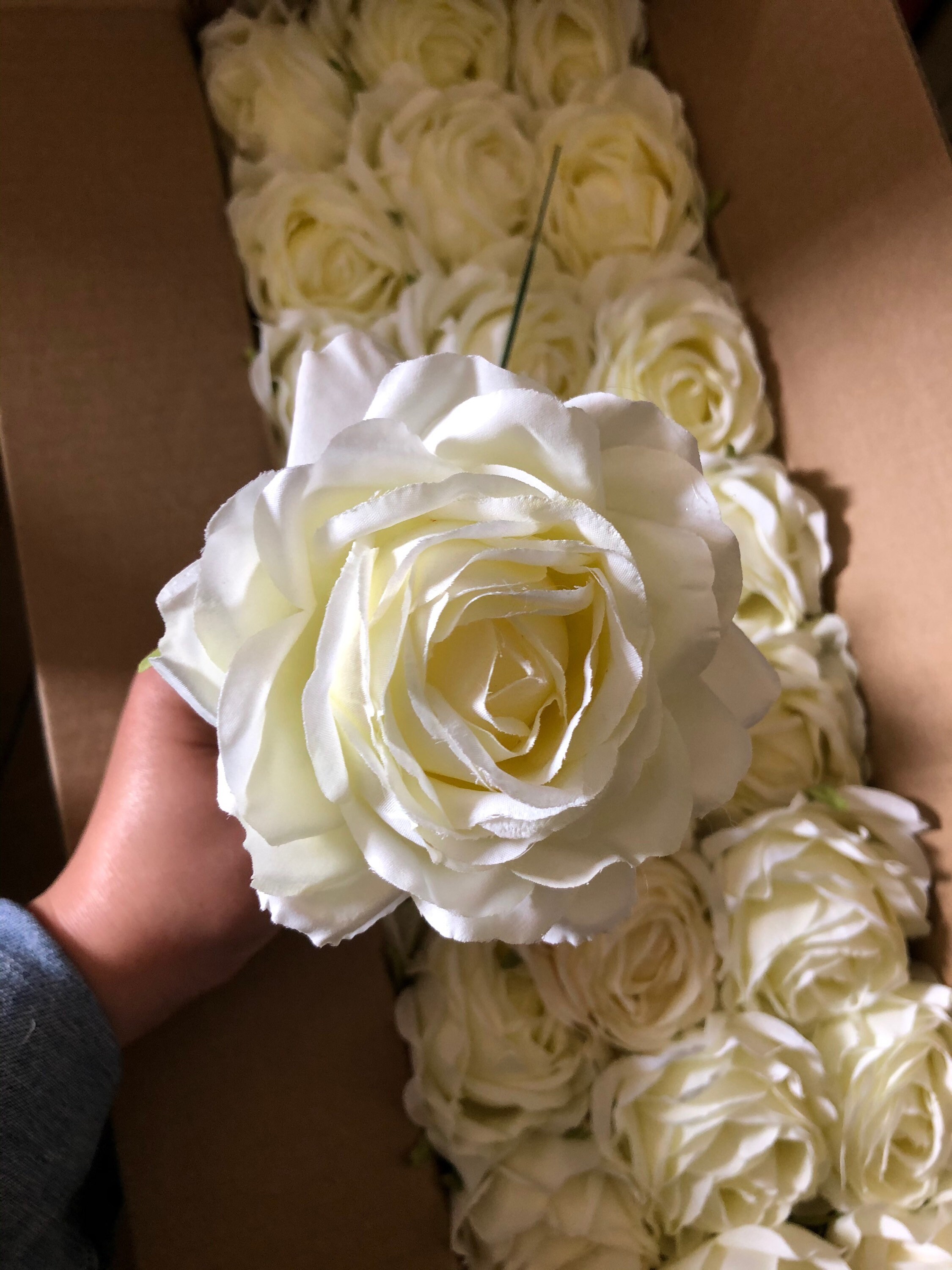Wholesale 100pcs Ivory Artificial Rose Head Silk Roses | Etsy