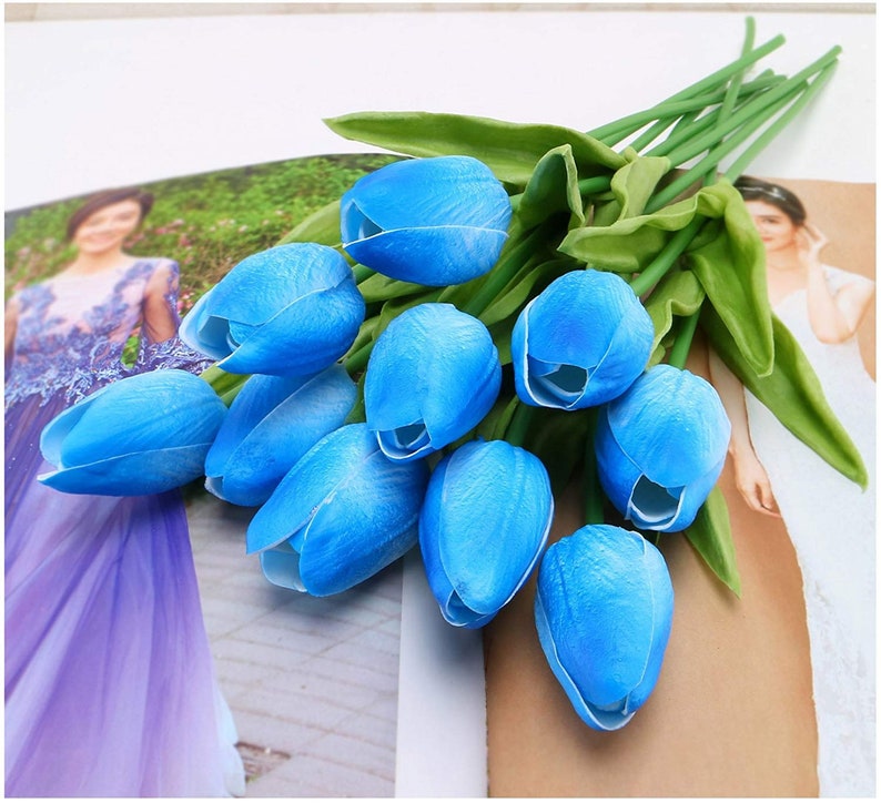 Artificial Blue Tulip Fake Holland Mini Tulip Real Touch | Etsy