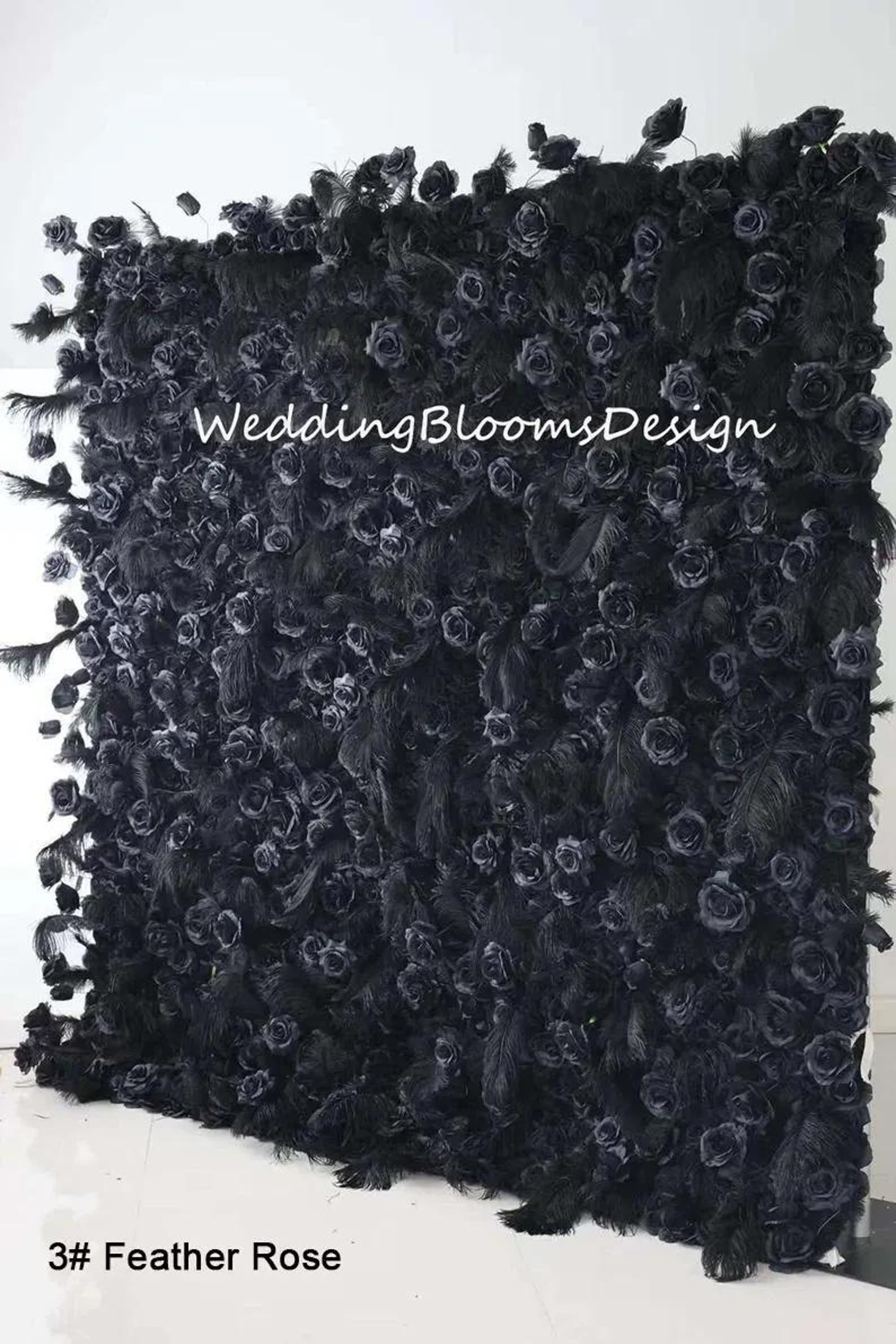 Black Flowers Wall Artificial Roses Backdrop Wedding Photography ...