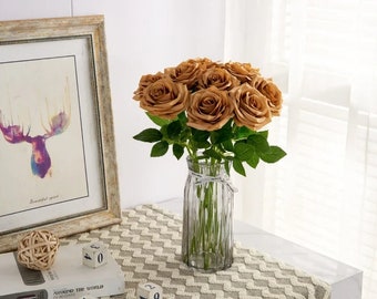 10pcs Toffee Artificial Rose Heads 9cm Brown Silk Roses Head - Etsy