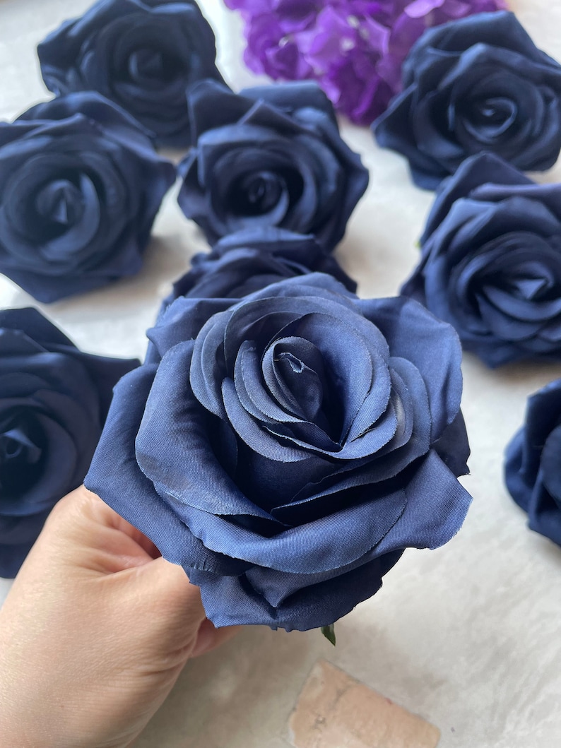 New Model Navy Blue Rose Fake Flowers Wholesale Navy Rose - Etsy