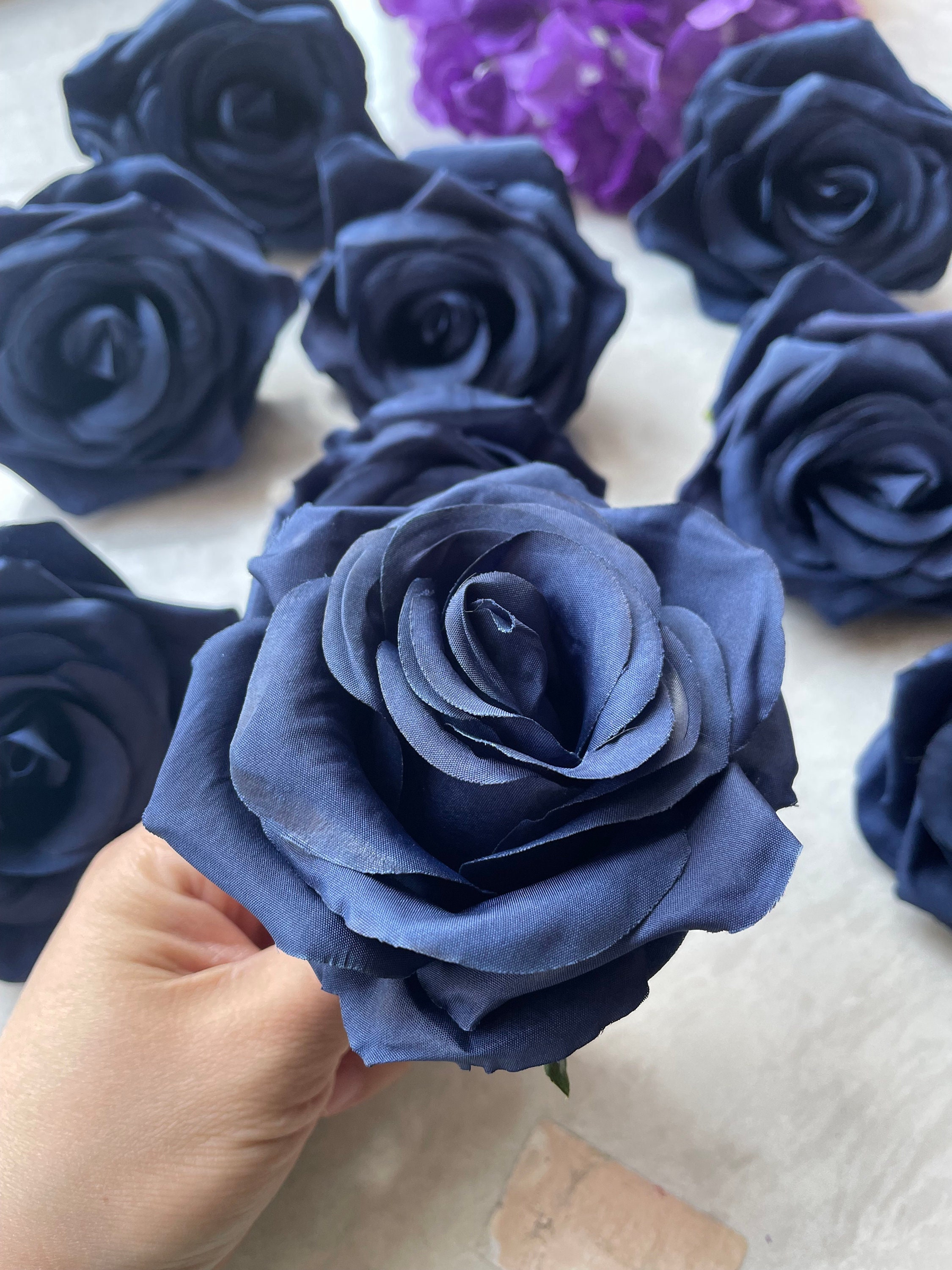 New Model Navy Blue Rose Fake Flowers Wholesale Navy Rose - Etsy