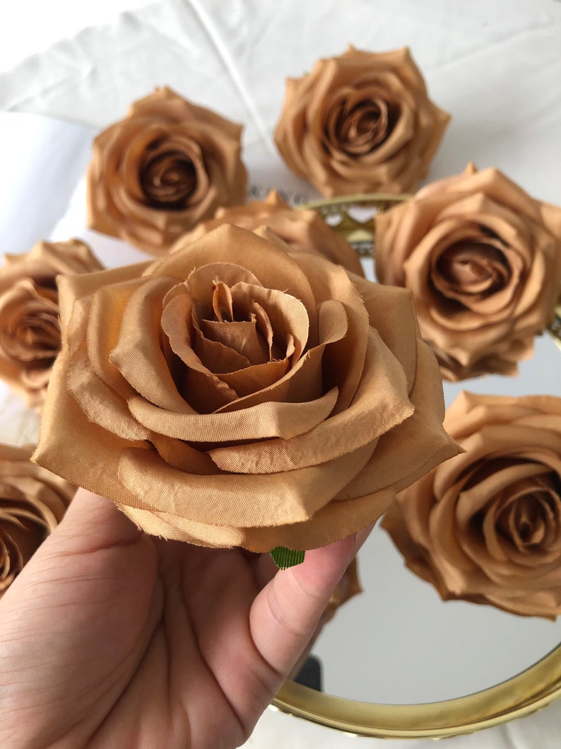 10pcs Toffee Artificial Rose Heads 9cm Brown Silk Roses Head - Etsy