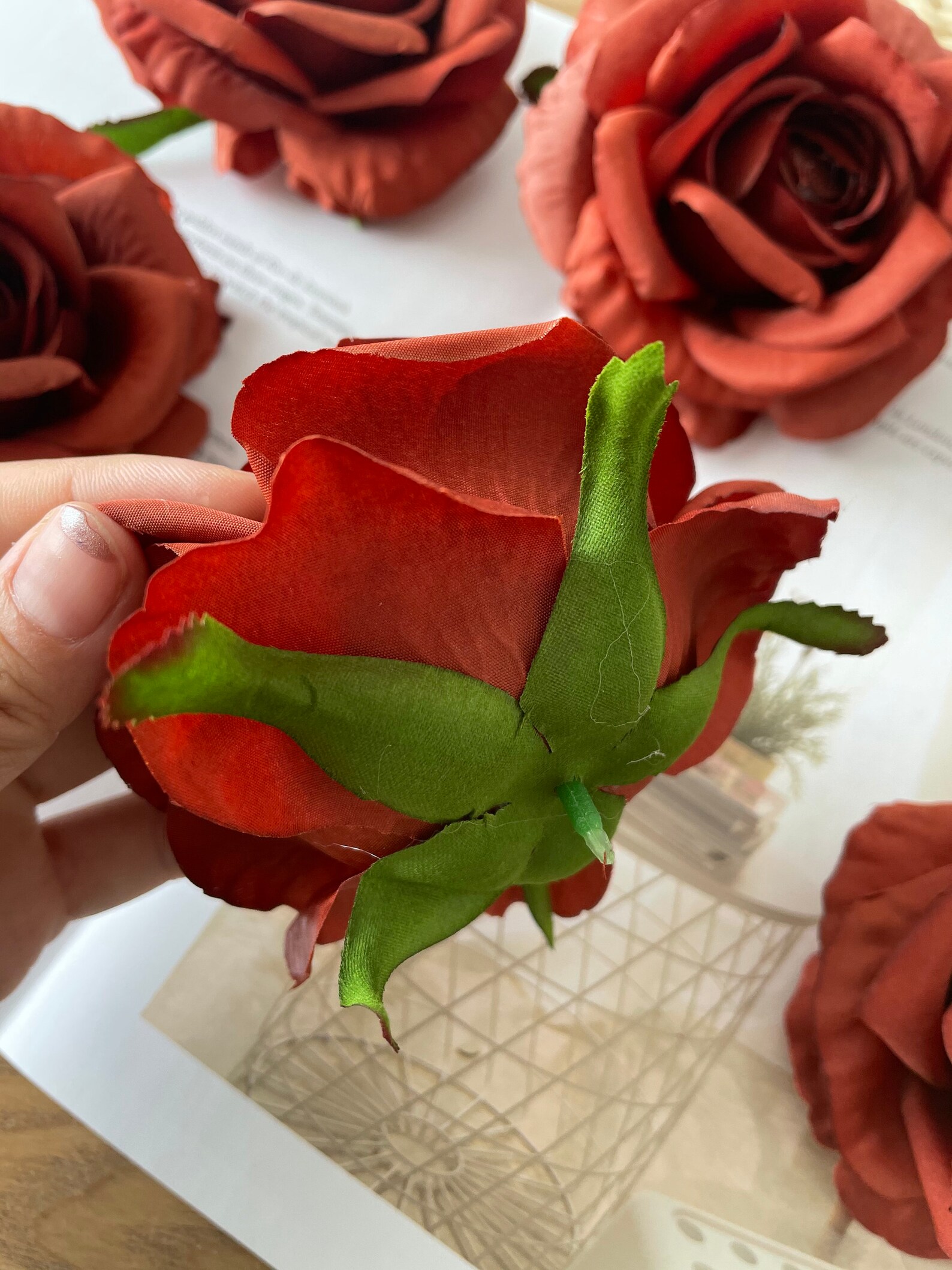 Rust Orange Artificial Flowers Burnt Orange Silk Rose Heads, 9.5cm ...