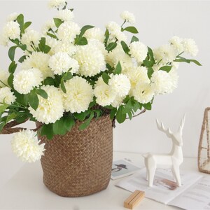 Artificial Chrysanthemum Ball Flowers Stems 3flowers Head for Home ...