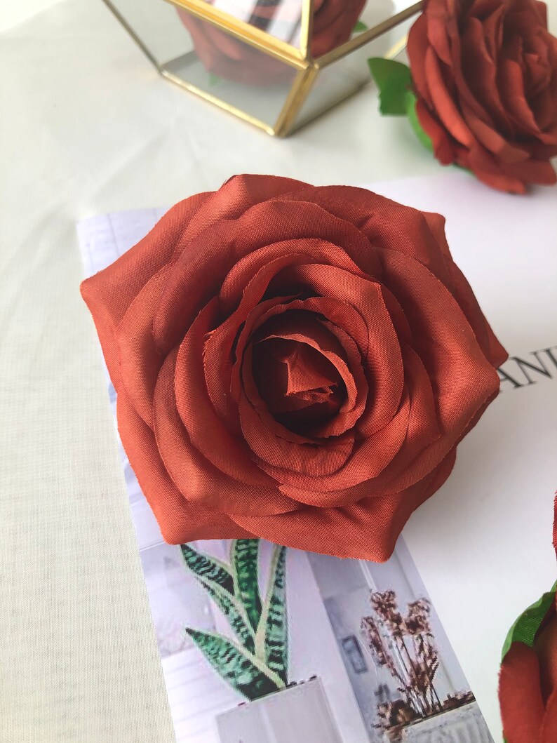 10-100pcs Burnt Orange Rose Artificial Rose Heads 9cm Rust - Etsy