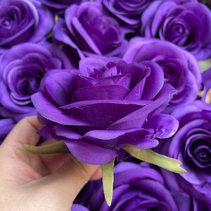 10-100pcs Artificial Purple Rose Fake Silk Flowers, 9cm High Quality ...