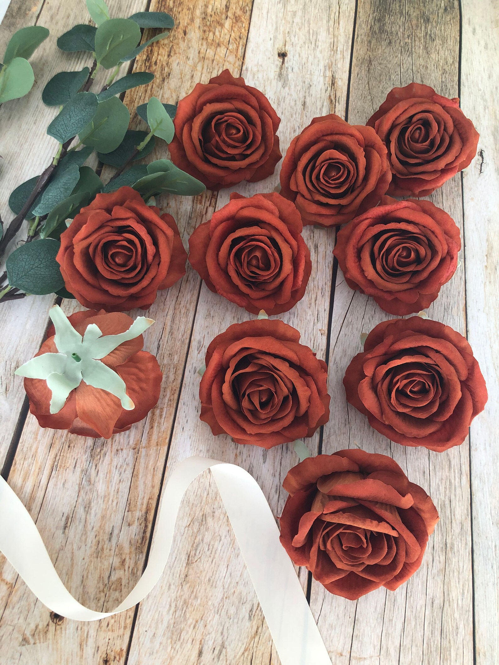 10pcs Rust Orange Rose Artificial Rose Heads 9cm High Quality - Etsy