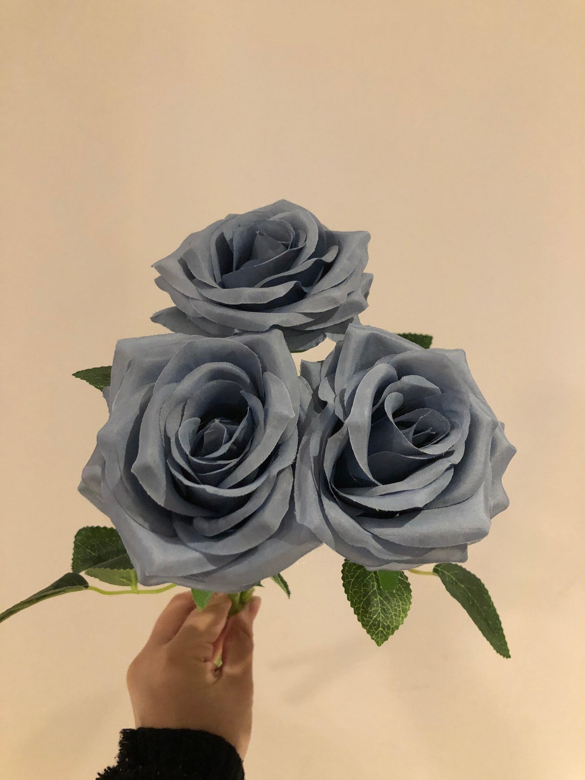 Dusty Blue Flowers with Stem Artificial Silk Flowers Dusty | Etsy