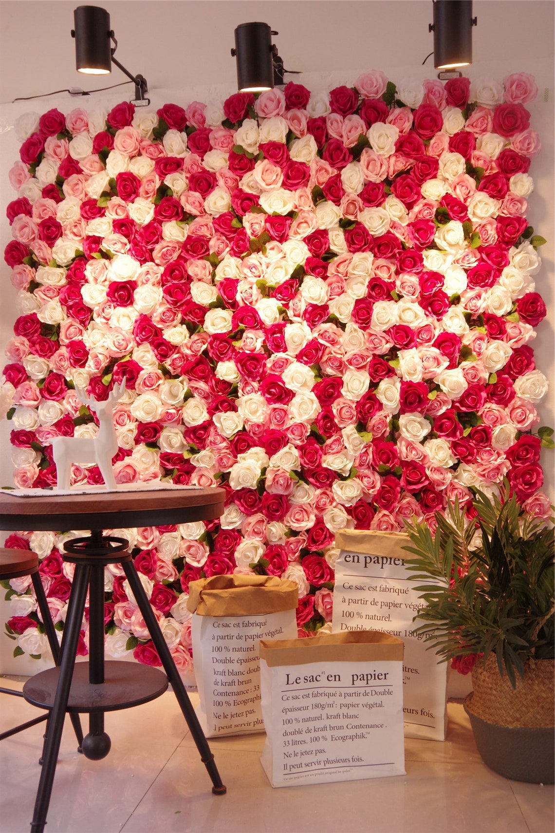 Artificial Roses Wall Decoration Silk Flower Panels Flower Wall Silk ...