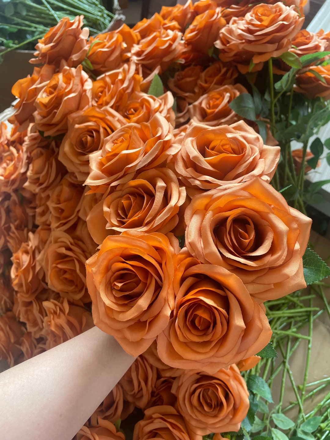 10pcs Orange Terracotta Rose With Long Stems 45cm in Length ...