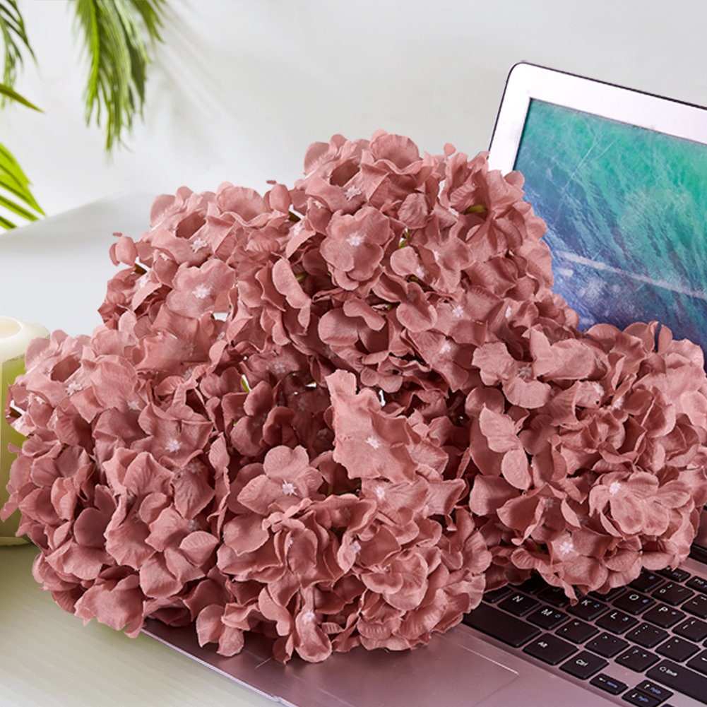 Dusty Rose Silk Hydrangea Flower Head 10pcs Big Fake Hydrangea | Etsy