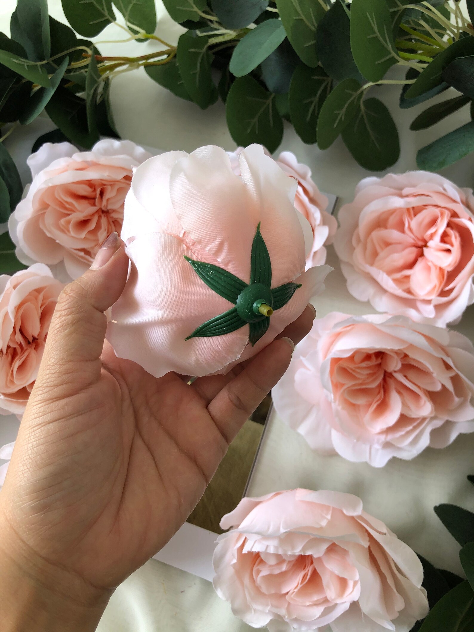 Blush English Cabbage Roses Head in High Silk - Etsy