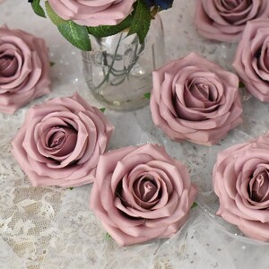 10-100pcs Artificial Flowers Mauve Artificial Rose Heads , 9cm High ...
