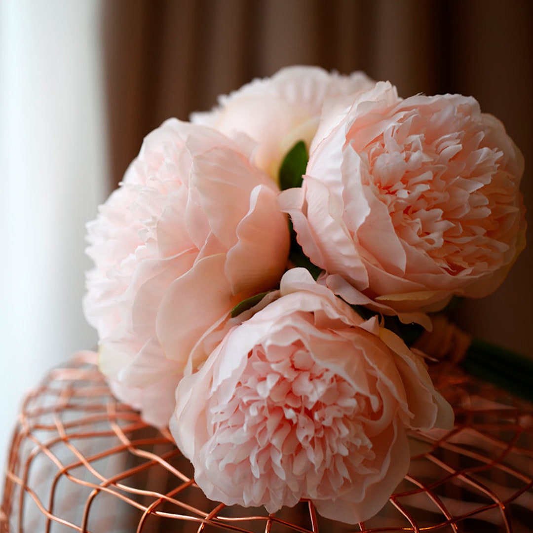 Artificial Peony Bouquets Flower Head Fake Peony Silk Plastic Plants ...