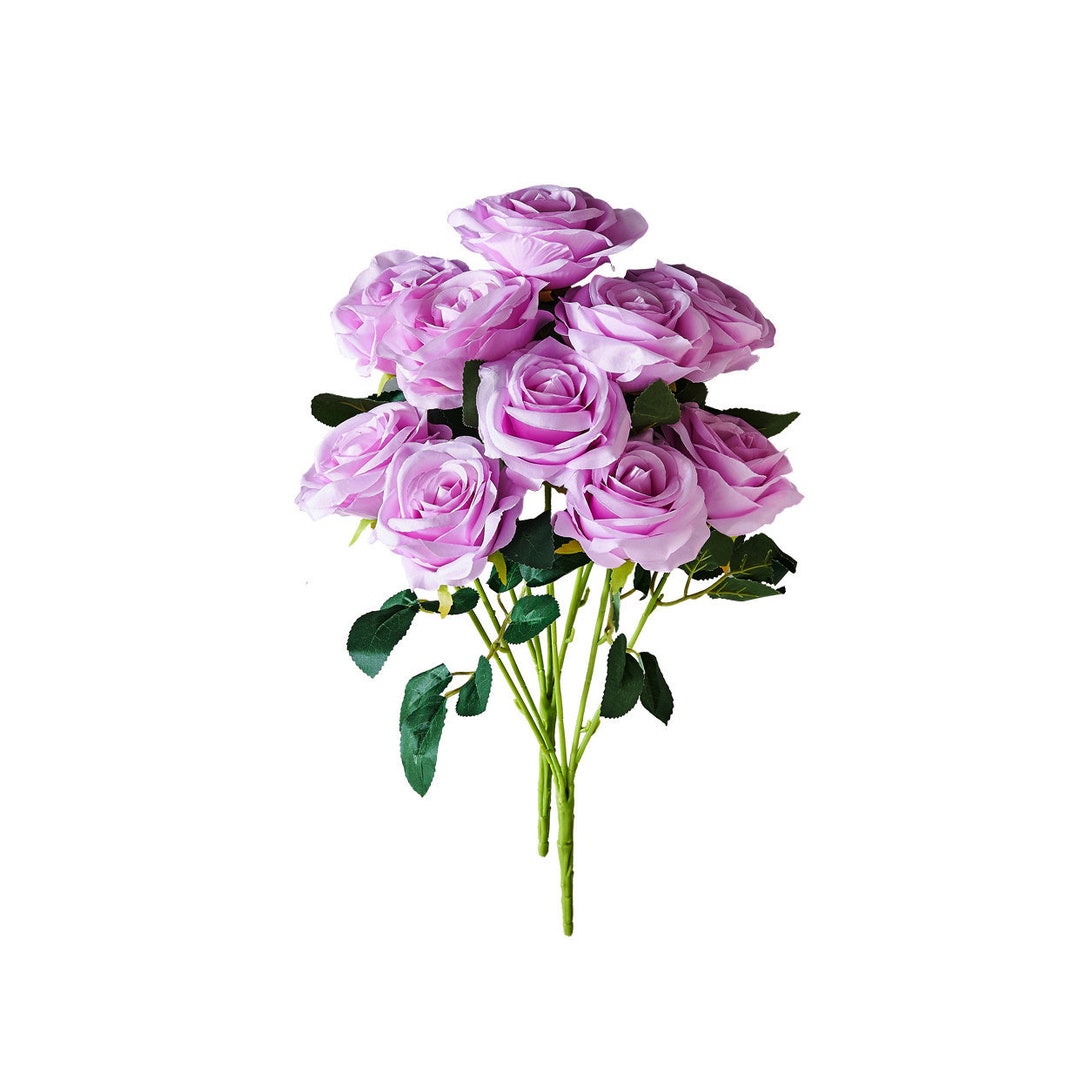 10pcs Lilac Open Roses, Long Stem, Alice Roses, Artificial Roses, Silk ...