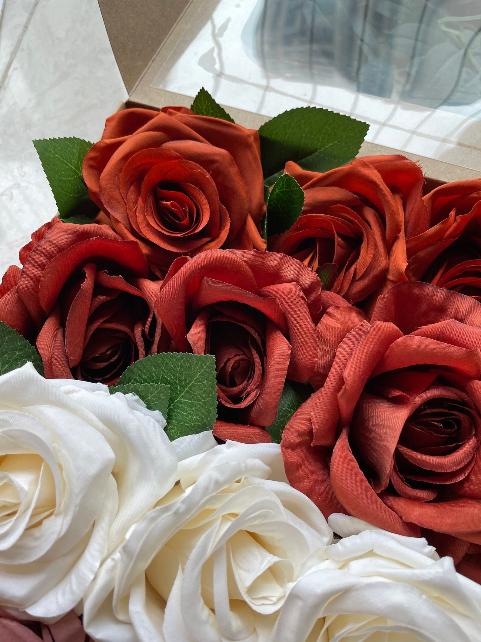 8pcs Burnt Orange Silk Rose Heads 4pcs Blush Rose 4pcs Ivory - Etsy