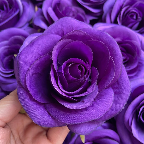 Artificial Deep Purple Roses - Etsy