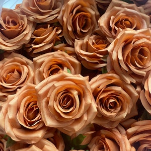 10-100pcs Orange & Orange Terracotta Silk Roses Head Only Artificial ...