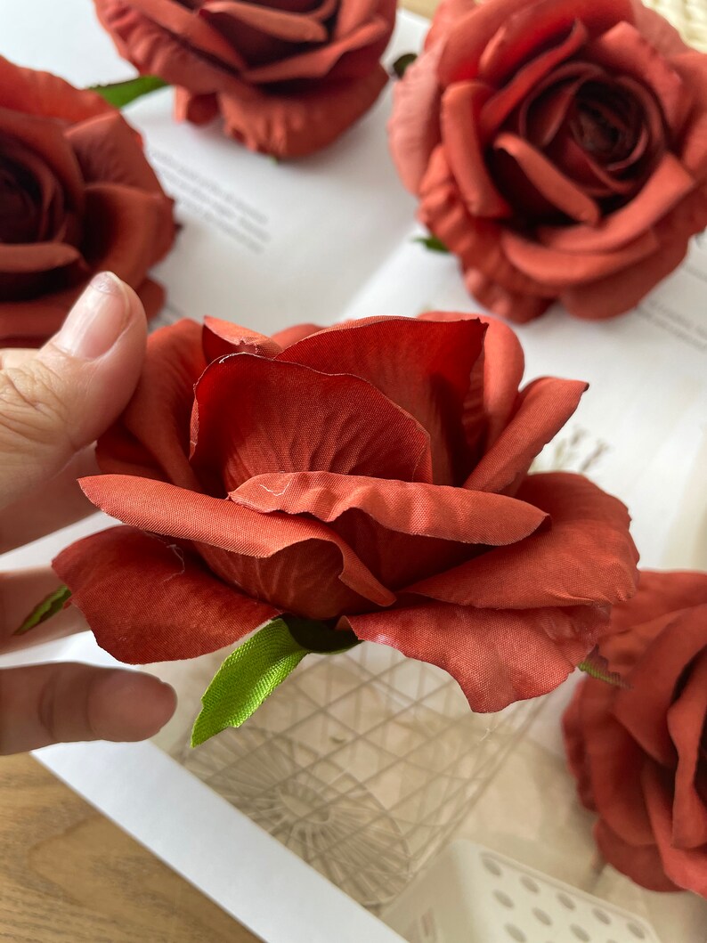 Rust Orange Artificial Flowers Burnt Orange Silk Rose Heads - Etsy