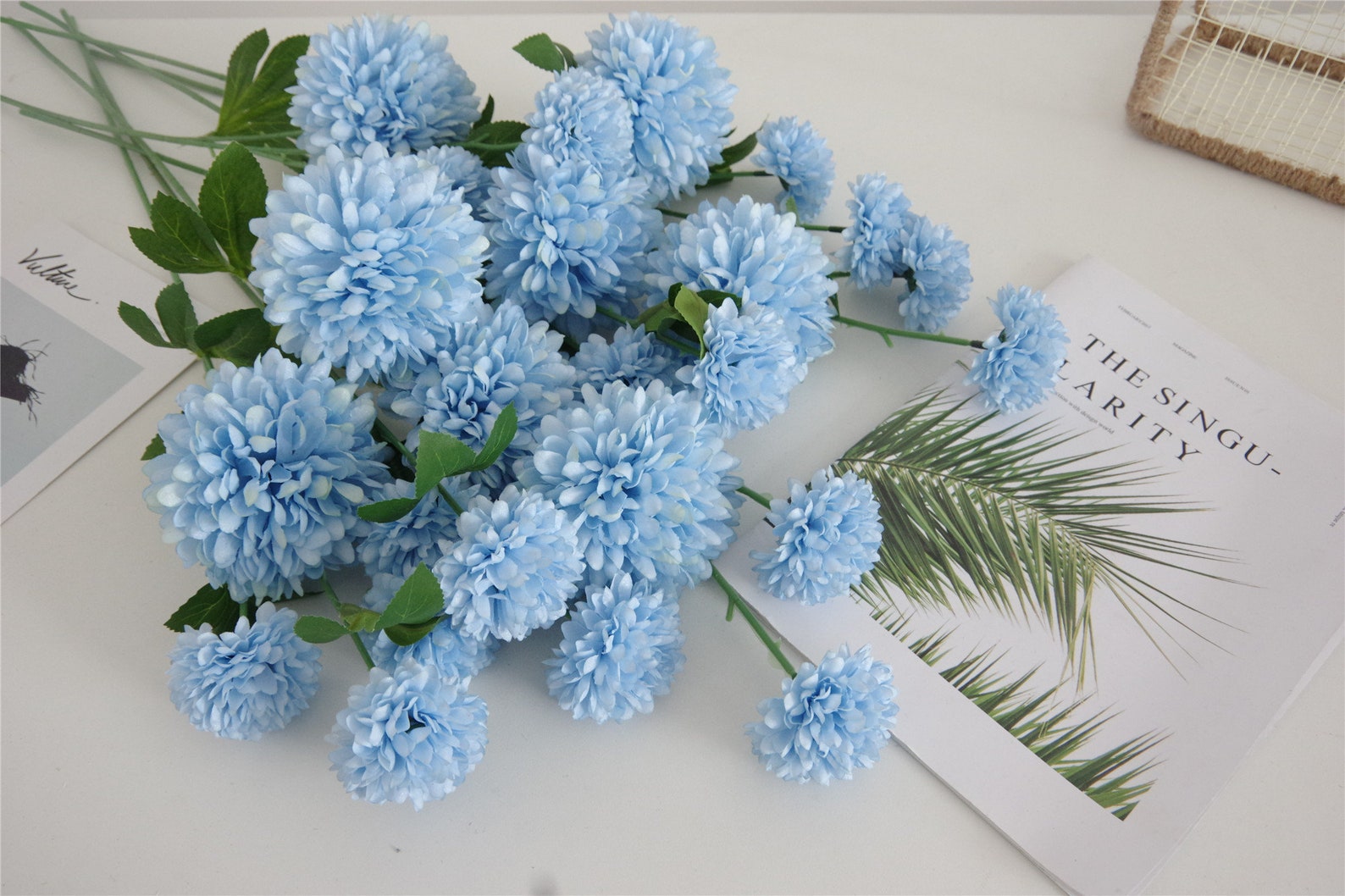 Artificial Chrysanthemum Ball Flowers Stems 3flowers Head for Home ...