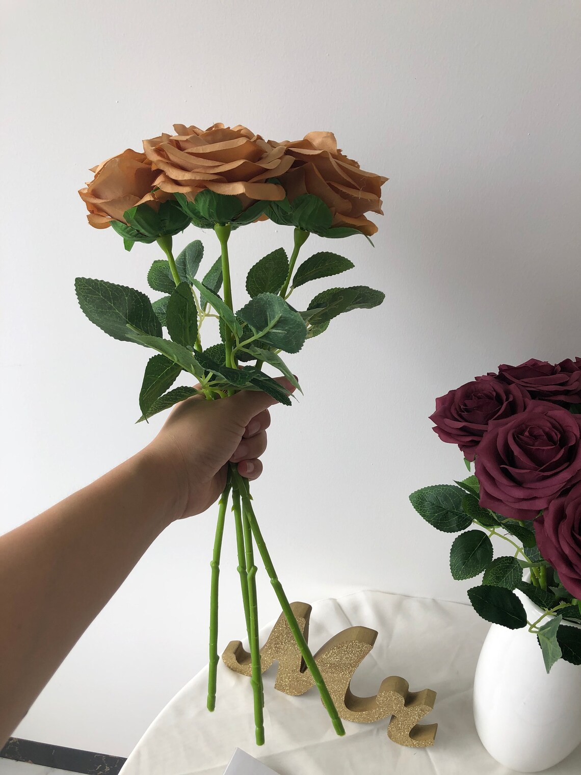 10pcs Toffee Silk Rose Brown Rose Head Artificial Single - Etsy UK