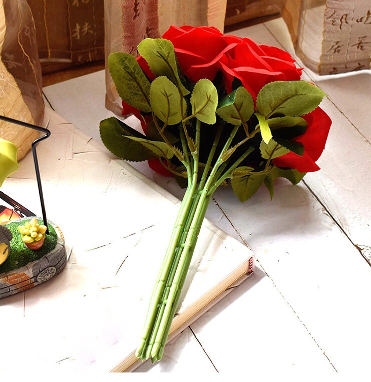 Artificial Red Rose Bouquets Fake Roses Bouquets Rose | Etsy